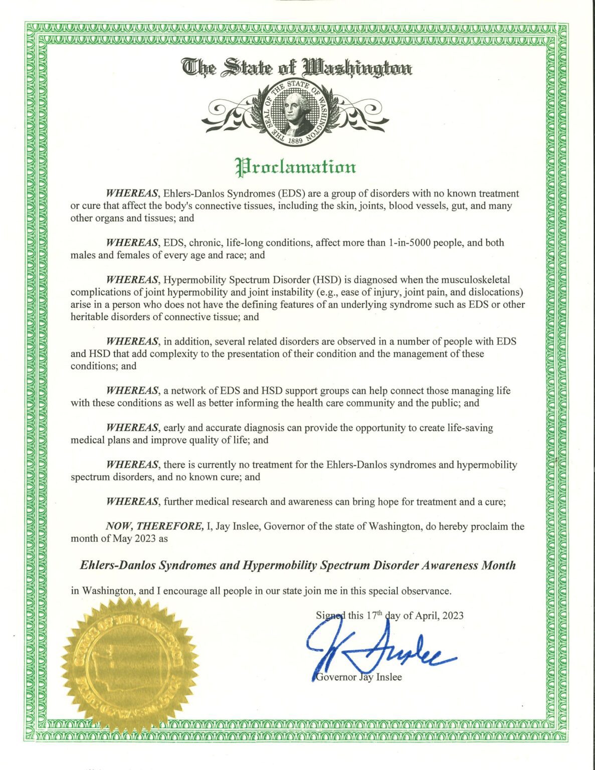 Washington State Recognizes Ehlers-Danlos Syndromes and Hypermobility ...